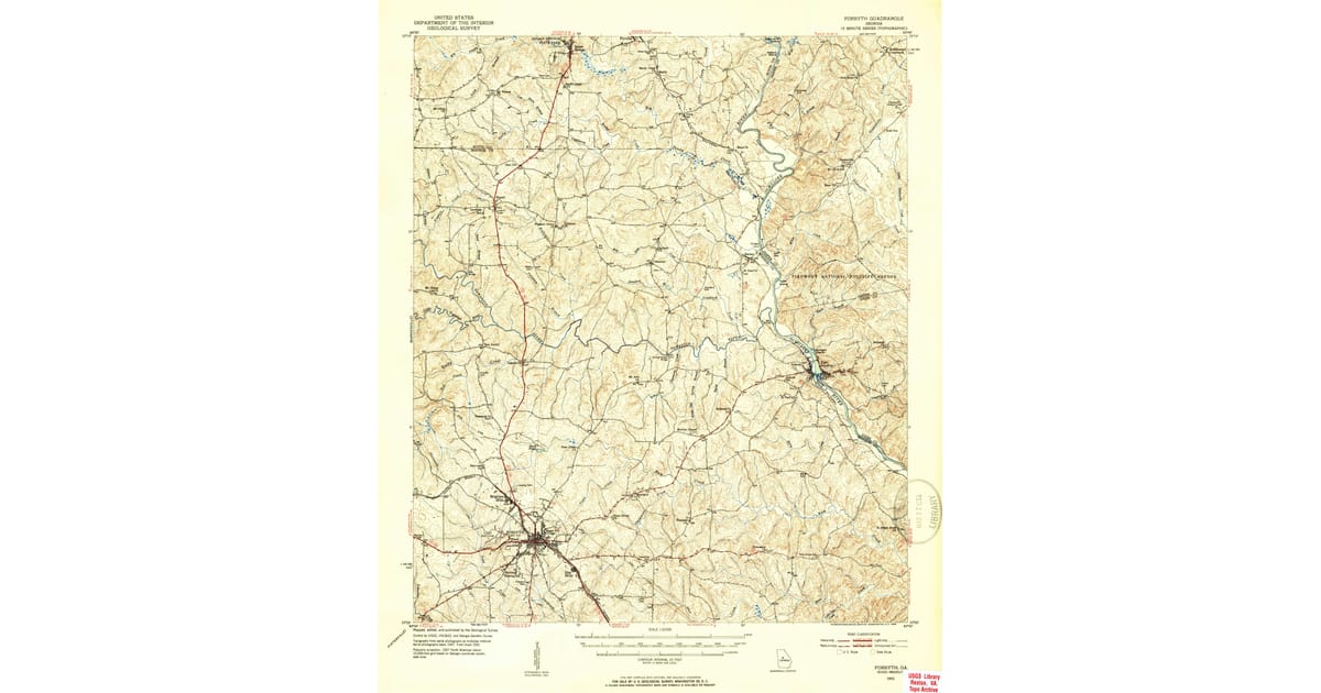 1951 Map of Forsyth, GA — High-Res, 1953 Print #2 | Pastmaps