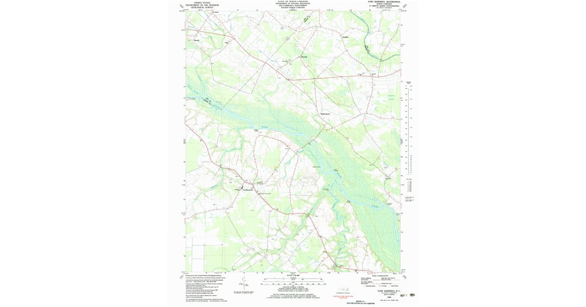 1983 Map of Fort Barnwell, Craven County, NC — High-Res | Pastmaps
