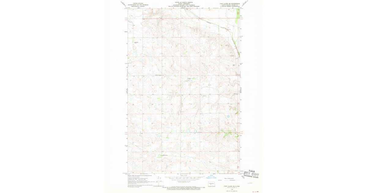 1968 Map of Fort Clark NE, Oliver County, ND — High-Res | Pastmaps