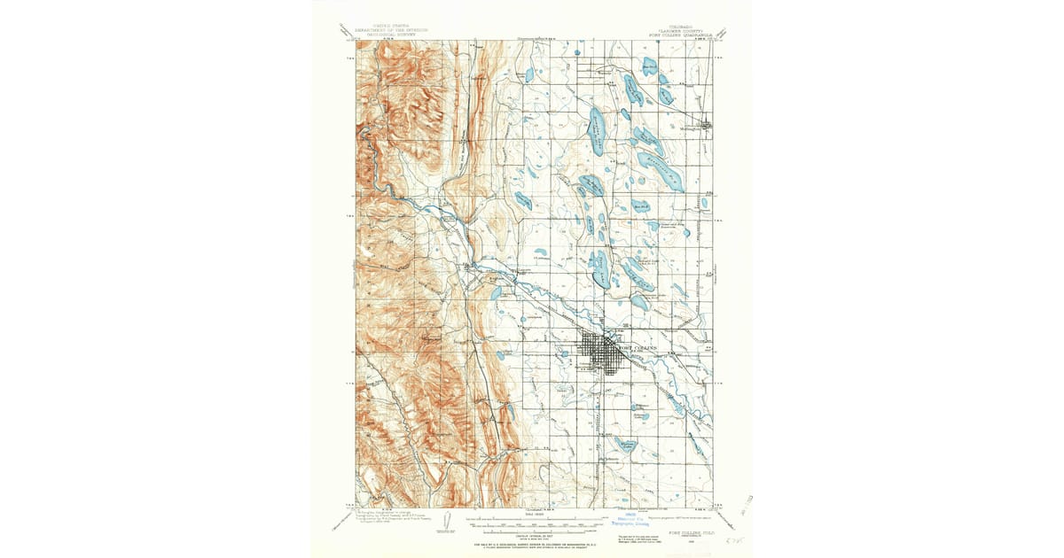 1906 Map of Fort Collins, CO — High-Res, 1963 Print | Pastmaps