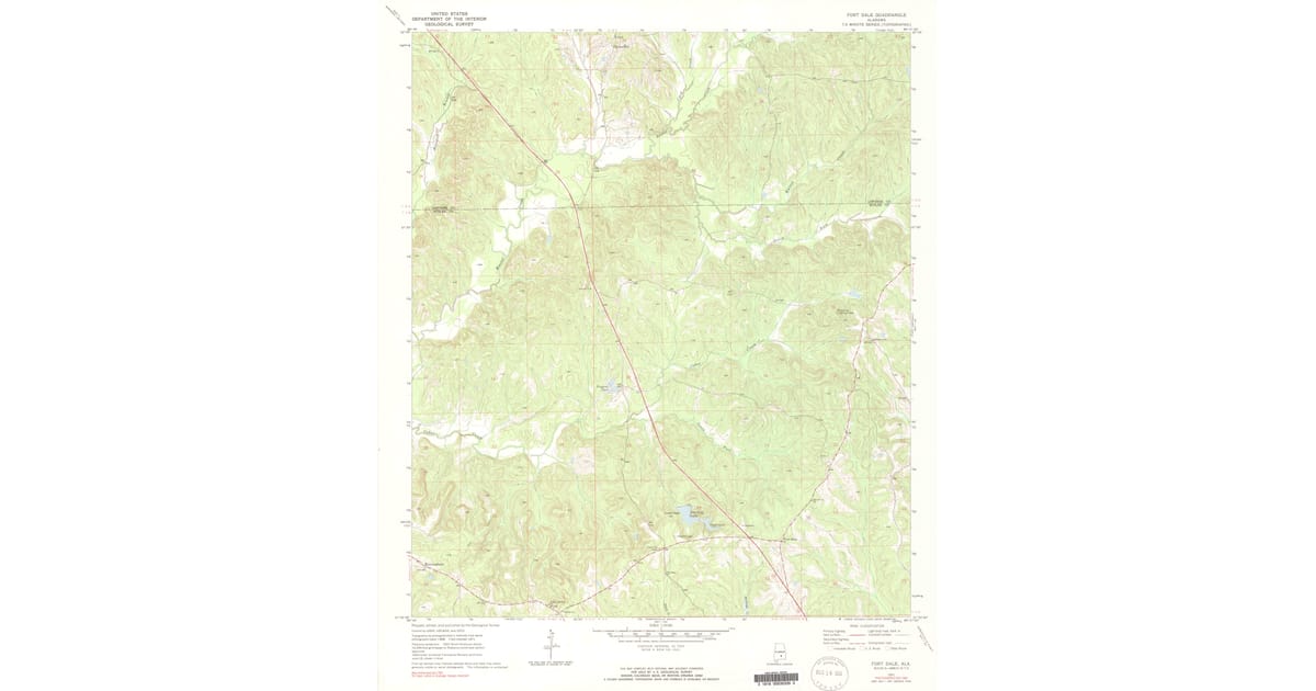 1971 Map of Fort Dale, Butler County, AL — High-Res, 1991 Print | Pastmaps