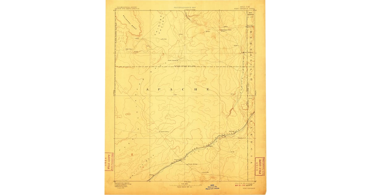 1892 Map of Fort Defiance, AZ — High-Res, 1910 Print | Pastmaps