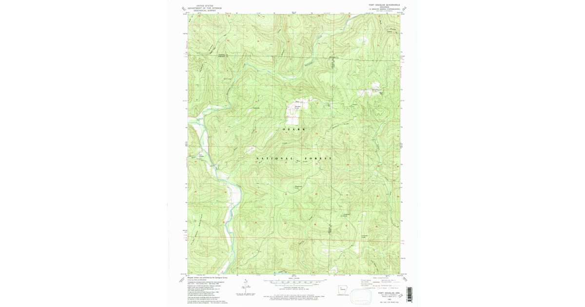 1980 Map of Fort Douglas, Johnson County, AR — High-Res | Pastmaps