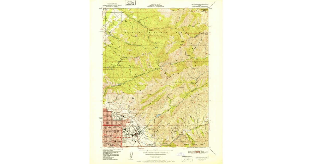 1951 Map of Fort Douglas, Salt Lake County, UT — High-Res | Pastmaps