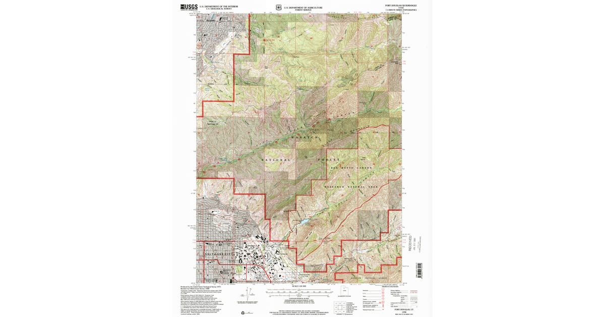1998 Map of Fort Douglas, Salt Lake County, UT — High-Res | Pastmaps