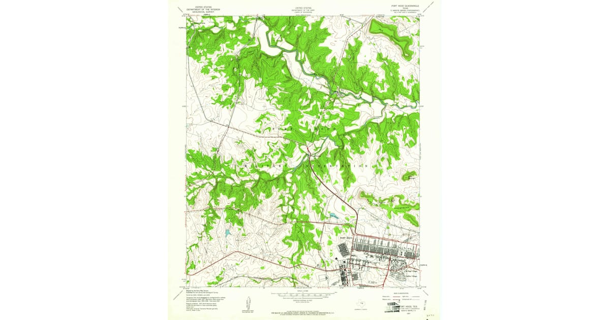 1957 Map of Fort Hood, TX — High-Res | Pastmaps
