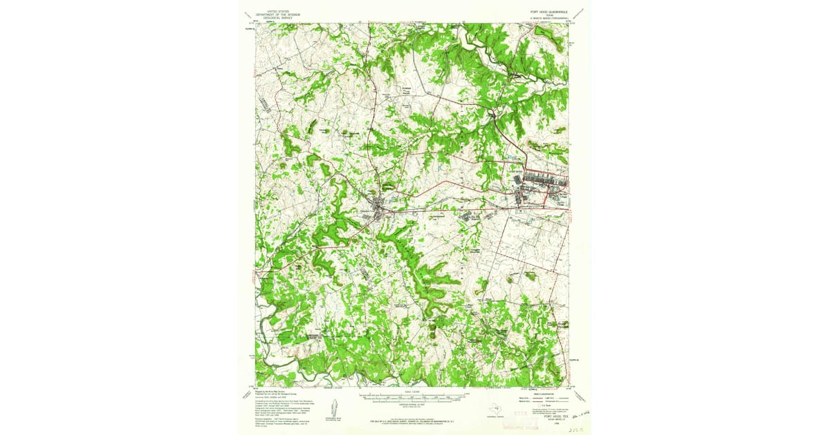 1958 Map of Fort Hood, TX — High-Res | Pastmaps