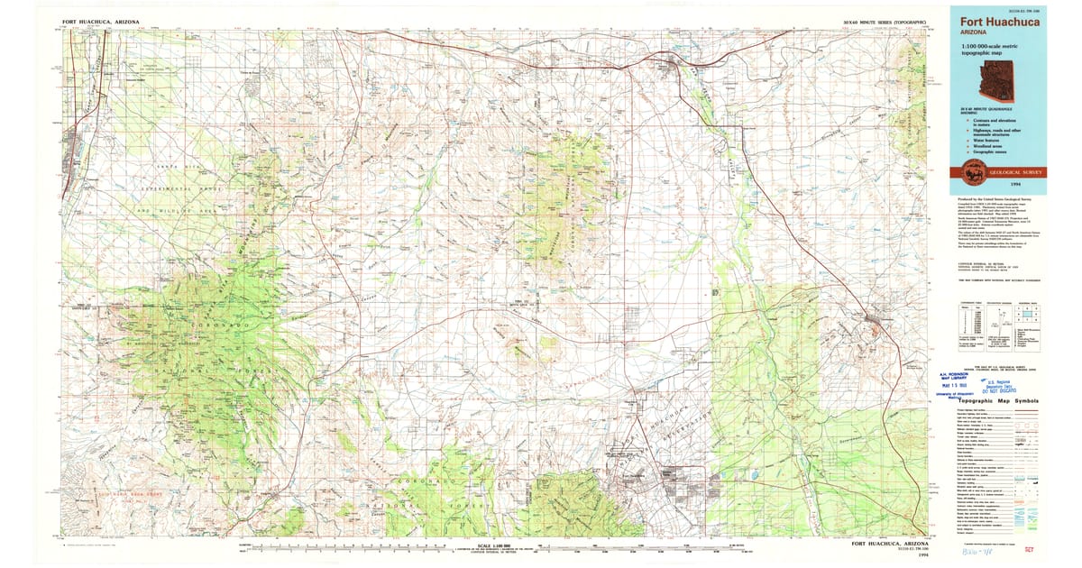 1994 Map Of Fort Huachuca Cochise County Az — High Res Pastmaps