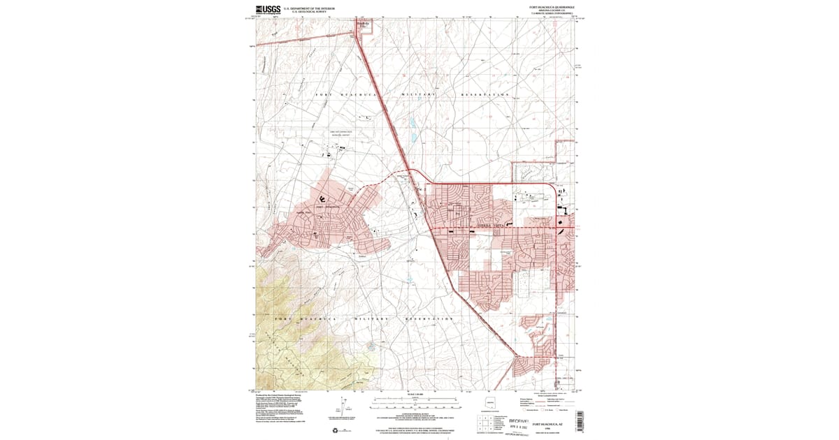 1996 Map of Fort Huachuca, Cochise County, AZ — High-Res | Pastmaps