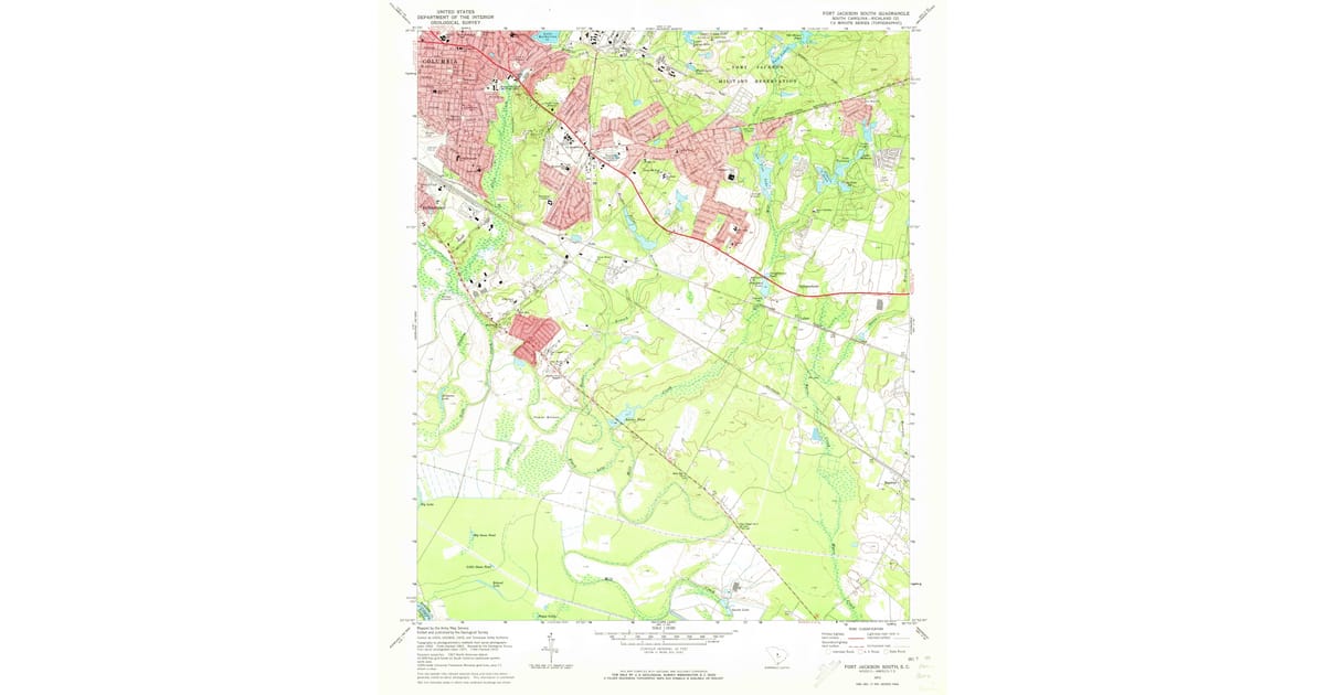 1972 Map of Fort Jackson South, Richland County, SC — High-Res | Pastmaps