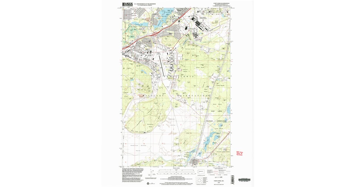 1997 Map of Fort Lewis, WA — High-Res | Pastmaps