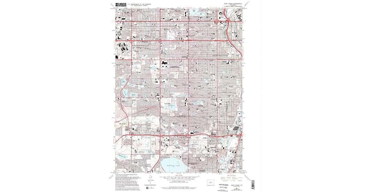 1965 Map of Fort Logan, Jefferson County, CO — High-Res, 1994 Print ...