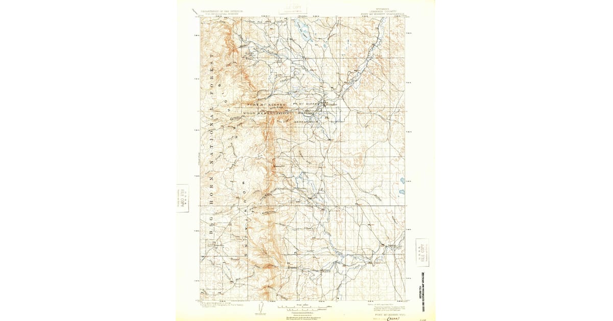 1903 Map of Fort McKinney, Johnson County, WY — High-Res, 1924 Print ...