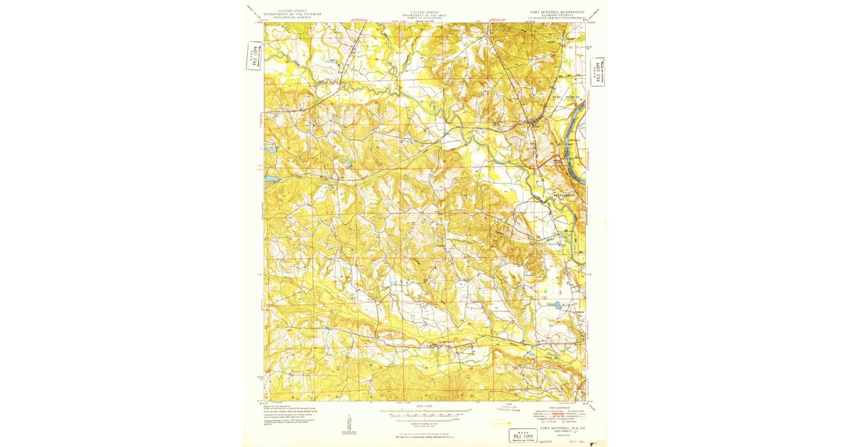 1949 Map of Fort Mitchell, Russell County, AL — High-Res, 1949 Print #2 ...