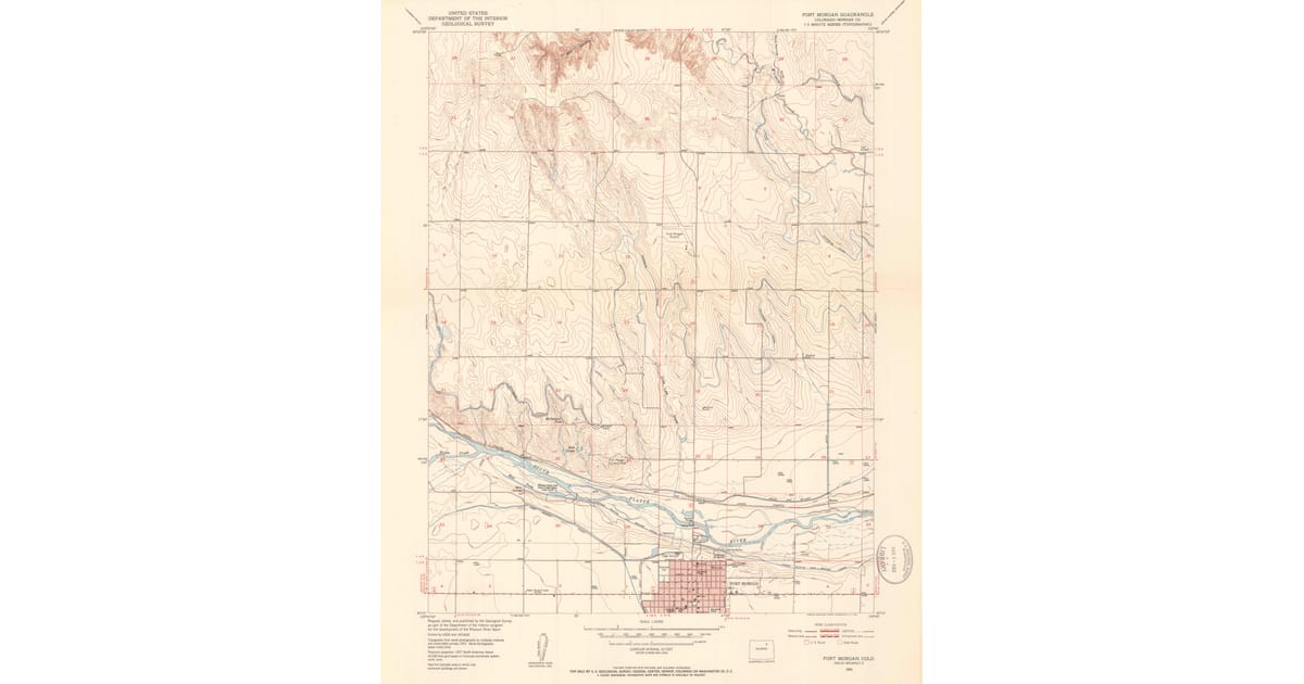 1951 Map of Fort Morgan, CO — High-Res, 1953 Print #2 | Pastmaps