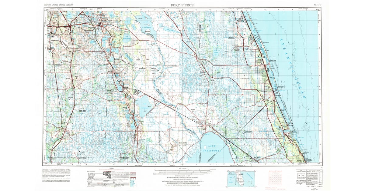 1956 Map of Fort Pierce, FL — High-Res, 1984 Print | Pastmaps