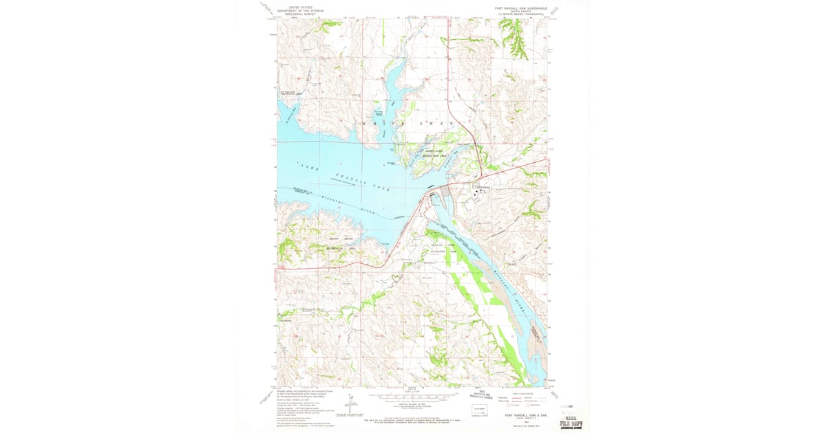 1964 Map of Fort Randall Dam, Charles Mix County, SD — High-Res | Pastmaps
