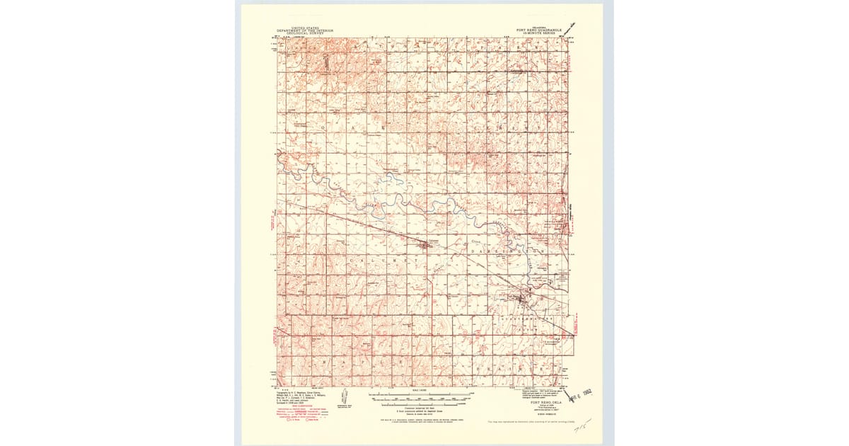 1941 Map of Fort Reno, Canadian County, OK — High-Res, 1949 Print #2 ...