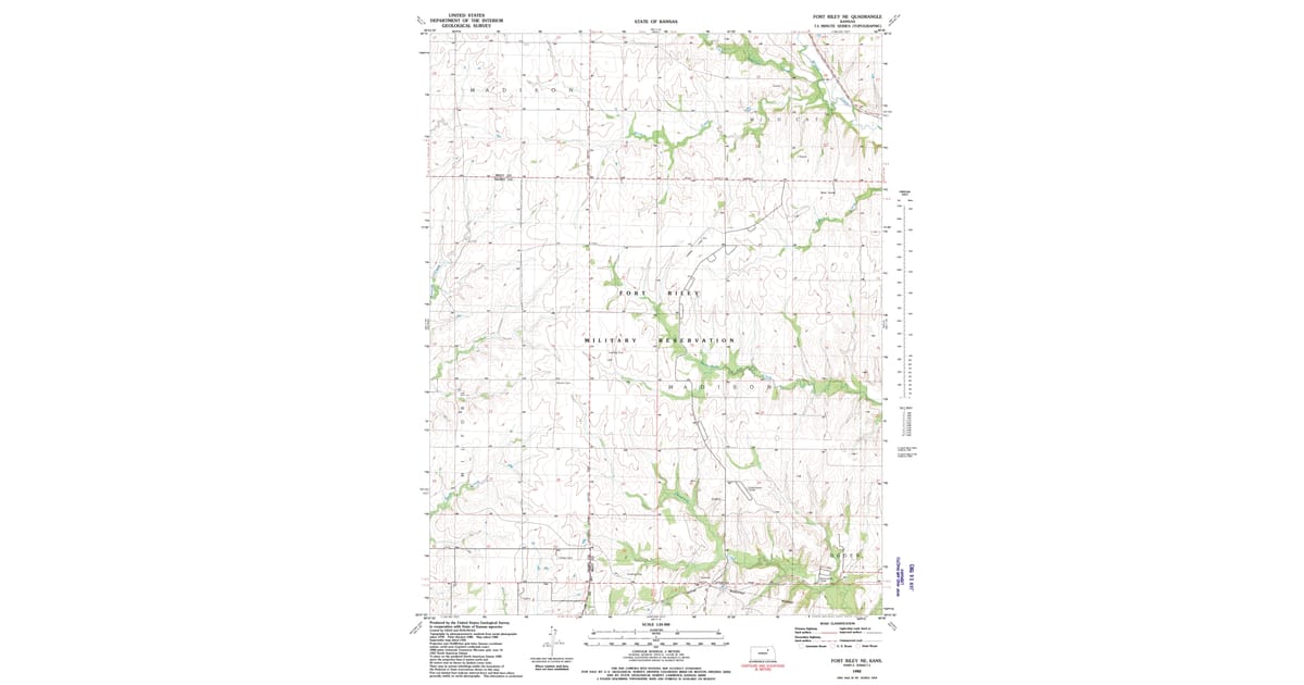 1982 Map of Fort Riley NE, Riley County, KS — High-Res | Pastmaps