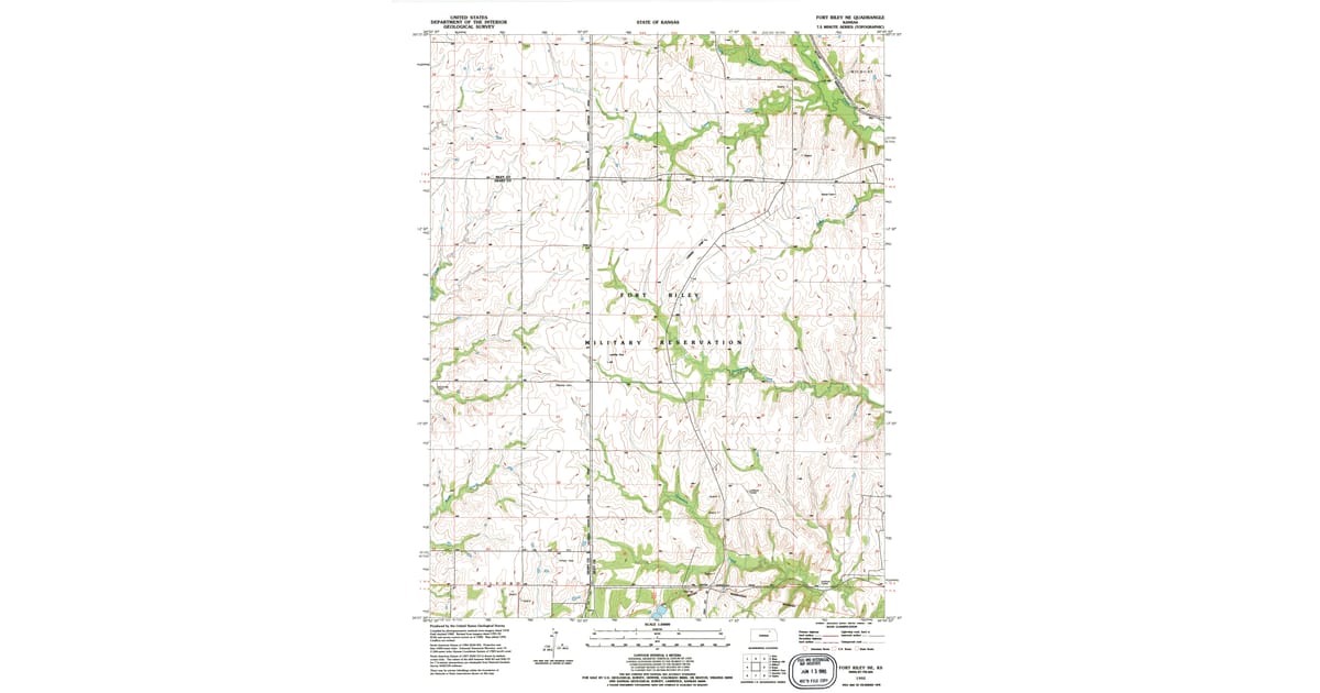 1992 Map of Fort Riley NE, Riley County, KS — High-Res | Pastmaps
