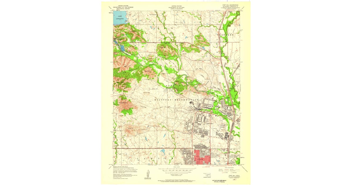 1956 Map of Fort Sill, Comanche County, OK — High-Res | Pastmaps