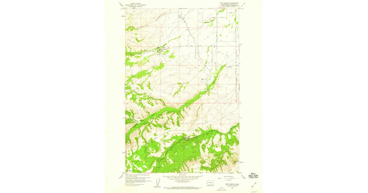 1958 Map of Fort Simcoe, Yakima County, WA — High-Res | Pastmaps