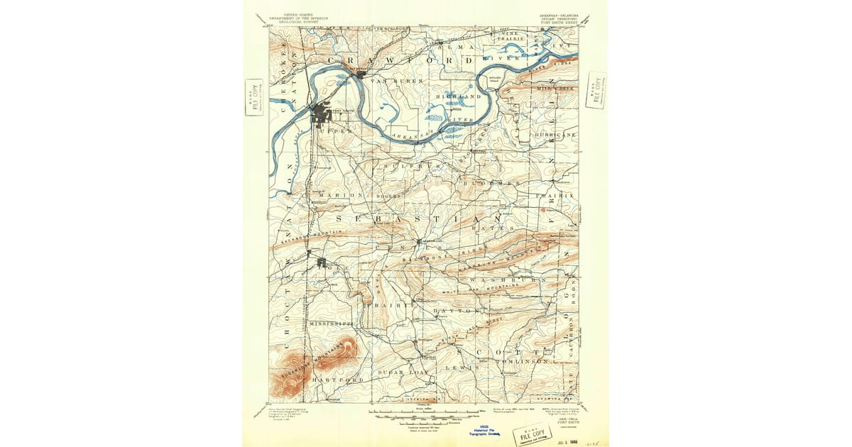1890 Map of Fort Smith, AR — High-Res, 1949 Print | Pastmaps