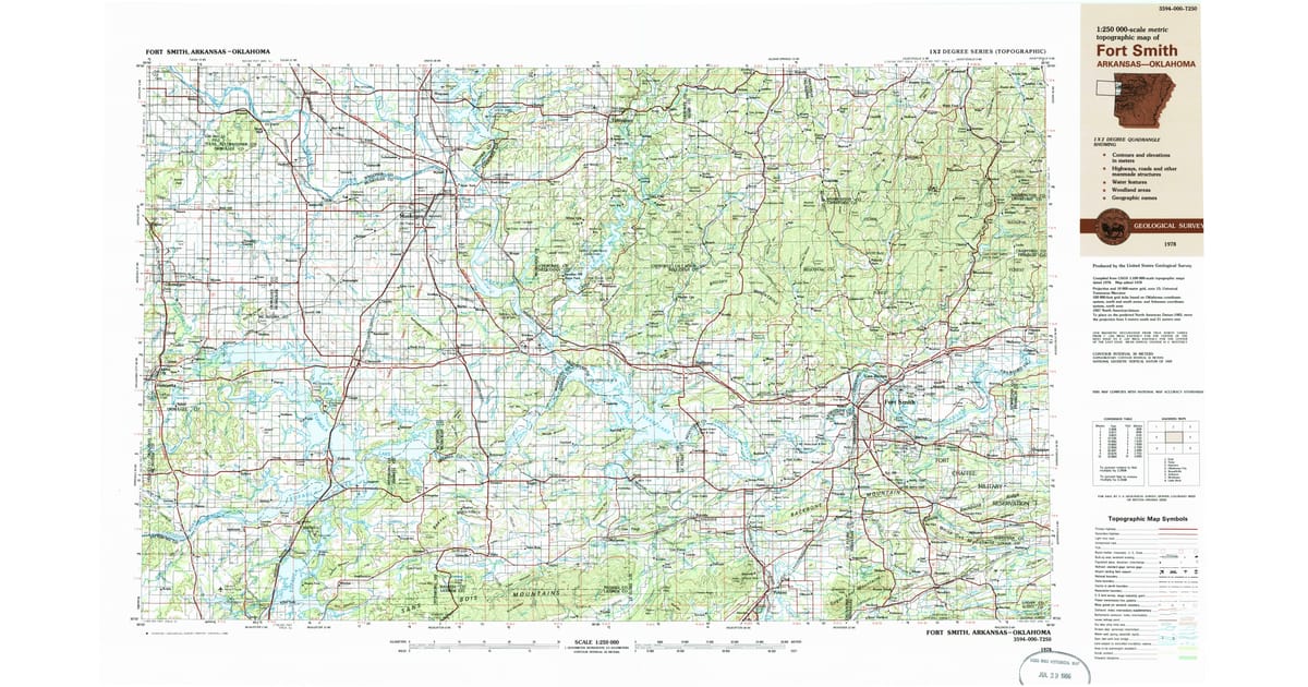 1978 Map of Fort Smith, AR — High-Res, 1986 Print | Pastmaps