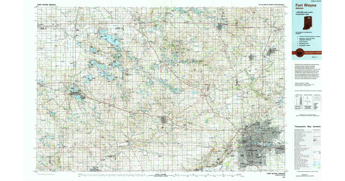 1990s Maps of Sunset Lake, Allen County | Pastmaps