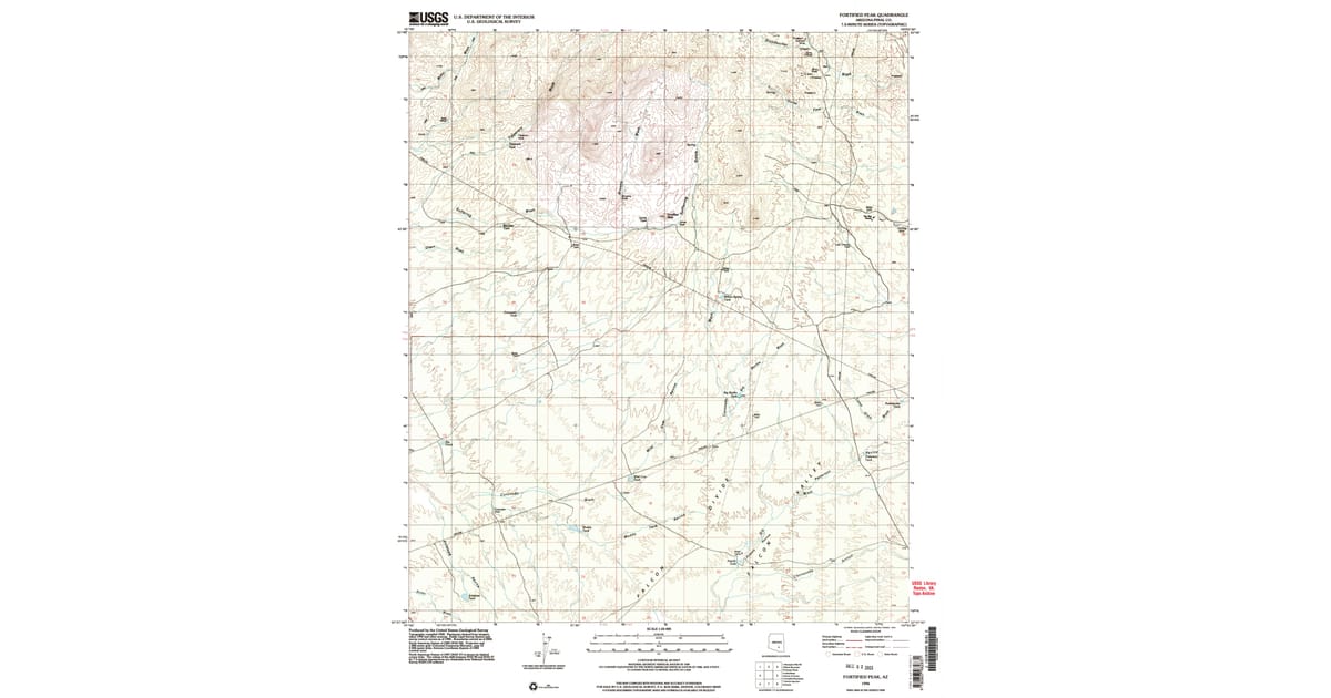1996 Map of Fortified Peak, Pinal County, AZ — High-Res | Pastmaps