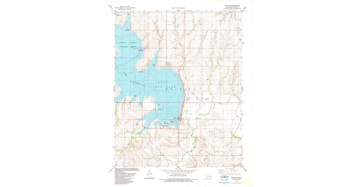 1983 Map of Foss Dam, Custer County, OK — High-Res | Pastmaps