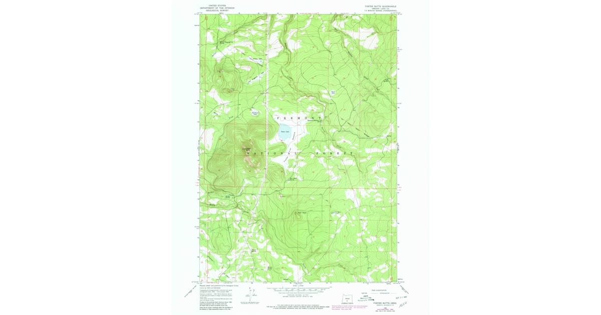 1966 Map of Foster Butte, Lake County, OR — High-Res, 1986 Print | Pastmaps