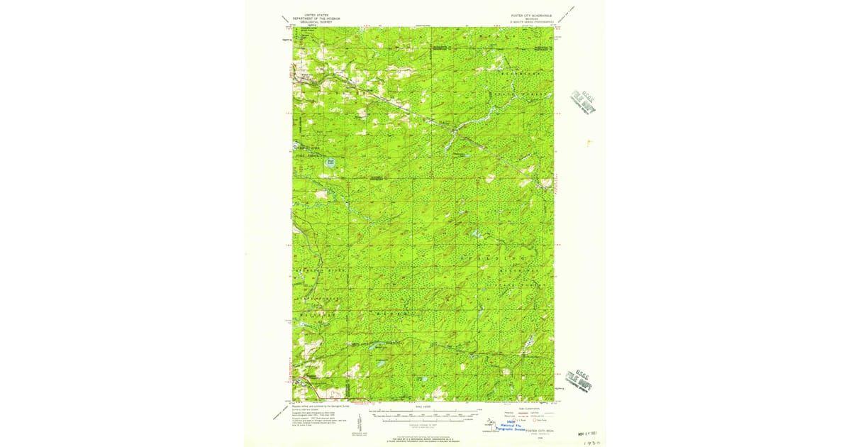 1956 Map of Foster City, Menominee County, MI — High-Res | Pastmaps