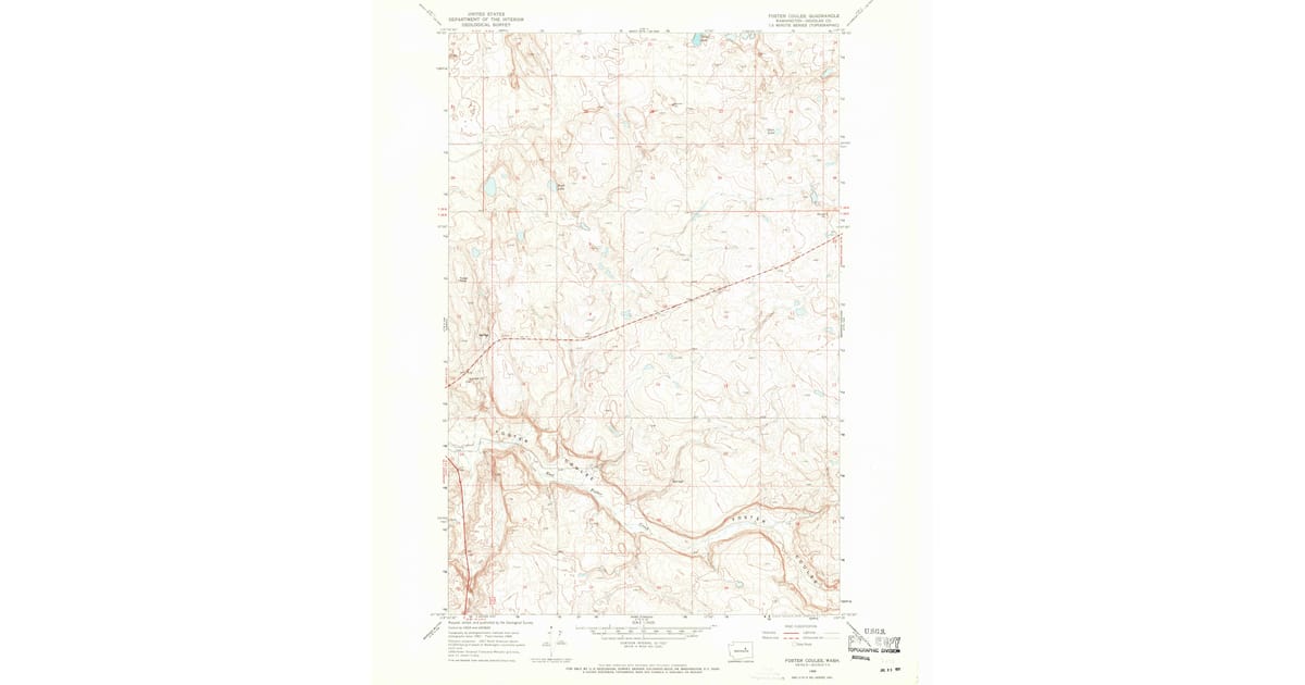 1968 Map of Foster Coulee, Douglas County, WA — High-Res | Pastmaps
