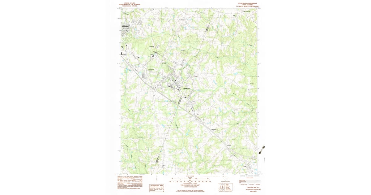 1980s Maps of Fountain Inn, SC | Pastmaps