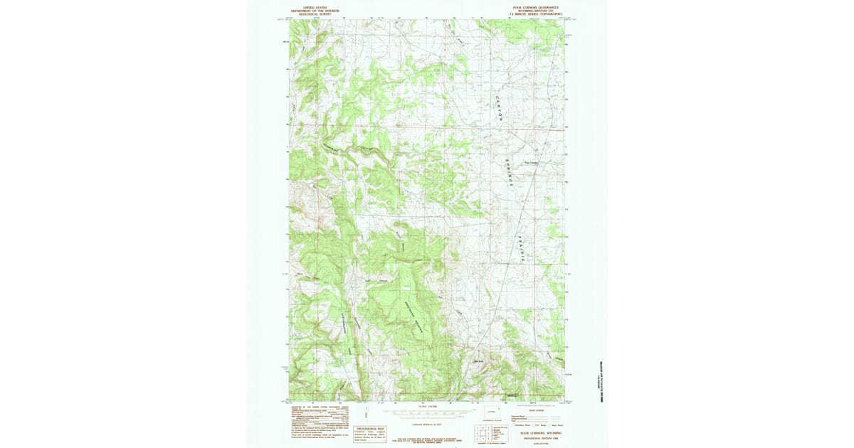 1984 Map of Four Corners, Weston County, WY — High-Res | Pastmaps