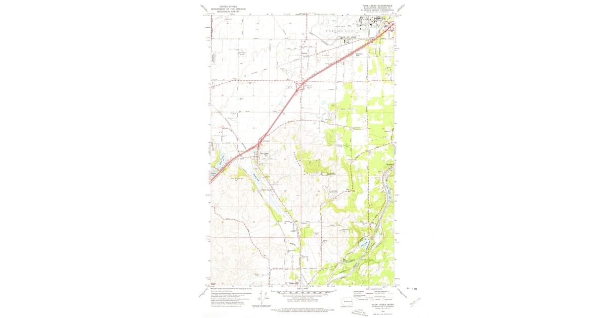 1973 Map of Four Lakes, WA — High-Res | Pastmaps