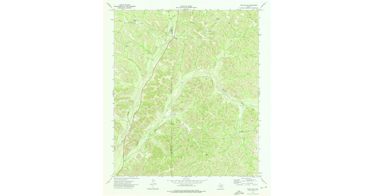 1973 Map of Four Mills, Edwards County, TX — High-Res | Pastmaps