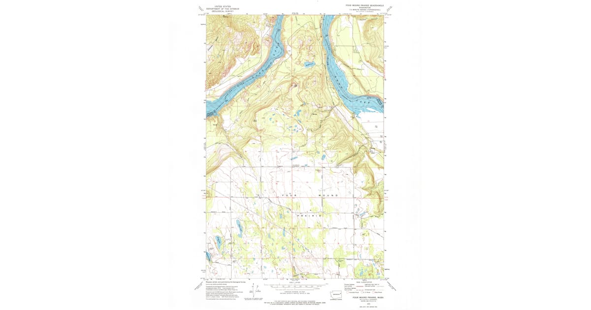 1973 Map of Four Mound Prairie, Spokane County, WA — High-Res | Pastmaps