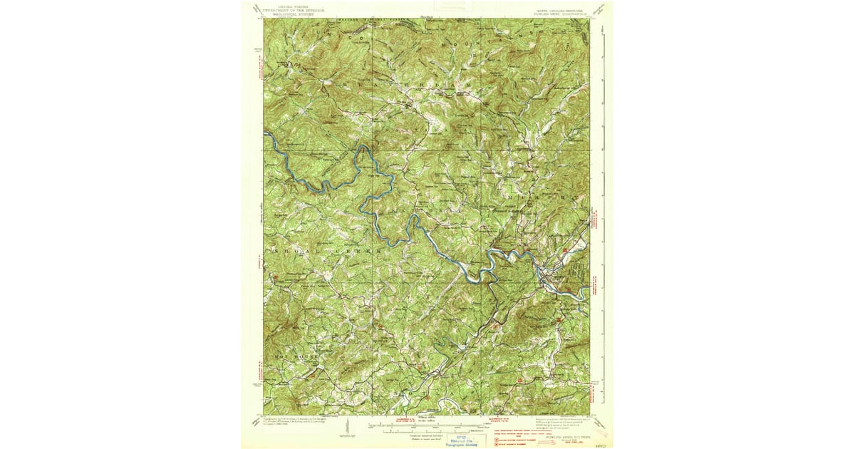 1938 Map of Fowler Bend, Cherokee County, NC — High-Res, 1938 Print #2 ...