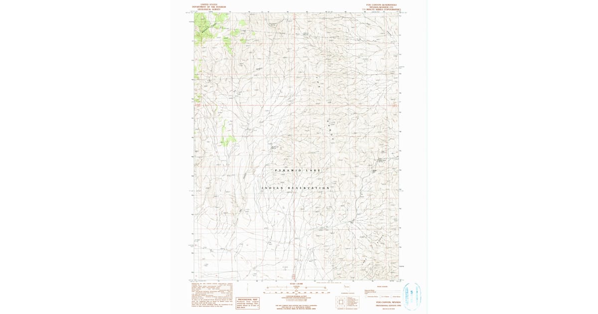1990 Map of Fox Canyon, Washoe County, NV — High-Res | Pastmaps