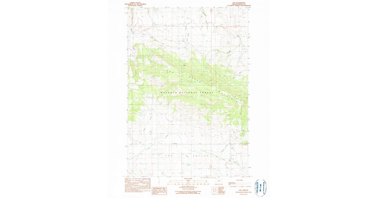 1990 Map of Fox, Grant County, OR — High-Res | Pastmaps