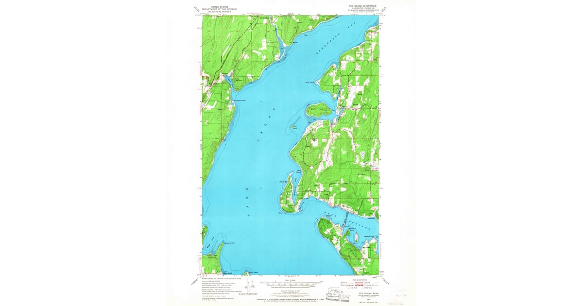 1953 Map of Fox Island, WA — High-Res, 1968 Print | Pastmaps