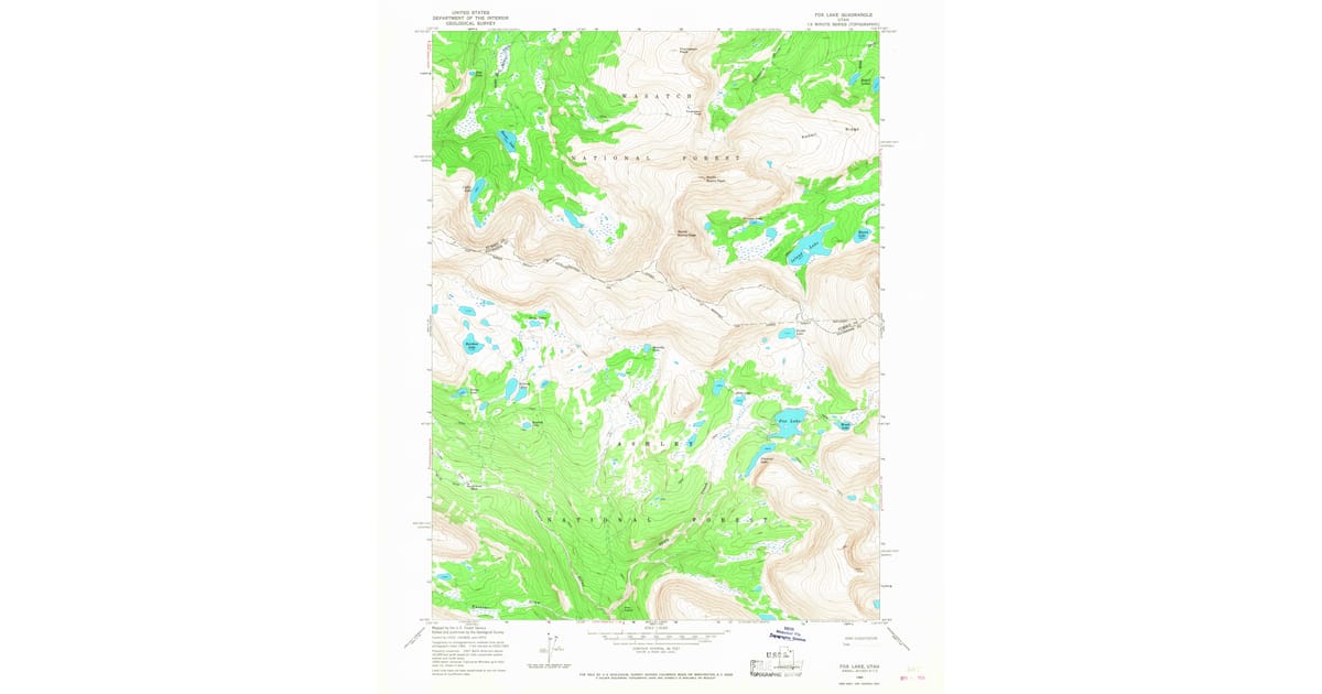 1965 Map of Fox Lake, Duchesne County, UT — High-Res | Pastmaps