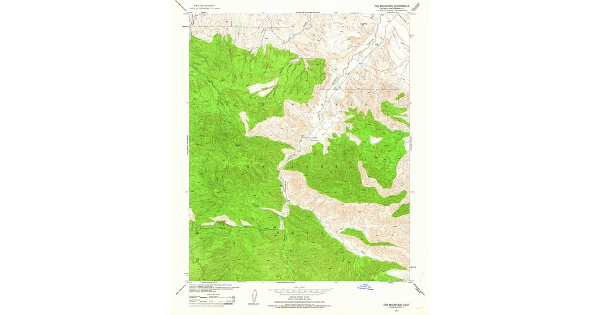1943 Map of Fox Mountain, Santa Barbara County, CA — High-Res | Pastmaps