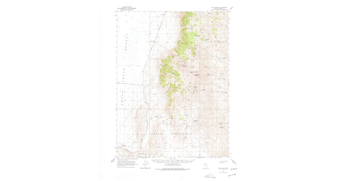 1965 Map of Fox Range, Washoe County, NV — High-Res, 1978 Print | Pastmaps