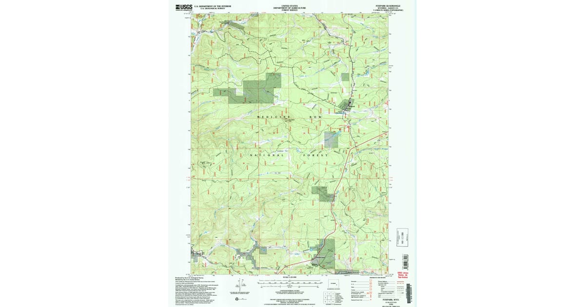 1992 Map of Foxpark, Albany County, WY — High-Res | Pastmaps