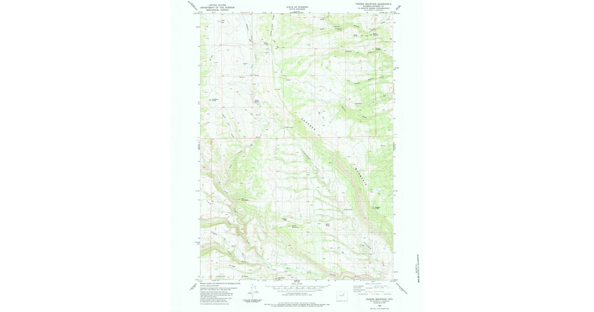 1984 Map of Fraker Mountain, Johnson County, WY — High-Res | Pastmaps