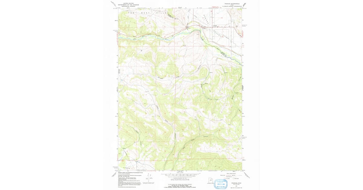 1967 Map of Francis, UT — High-Res, 1991 Print | Pastmaps