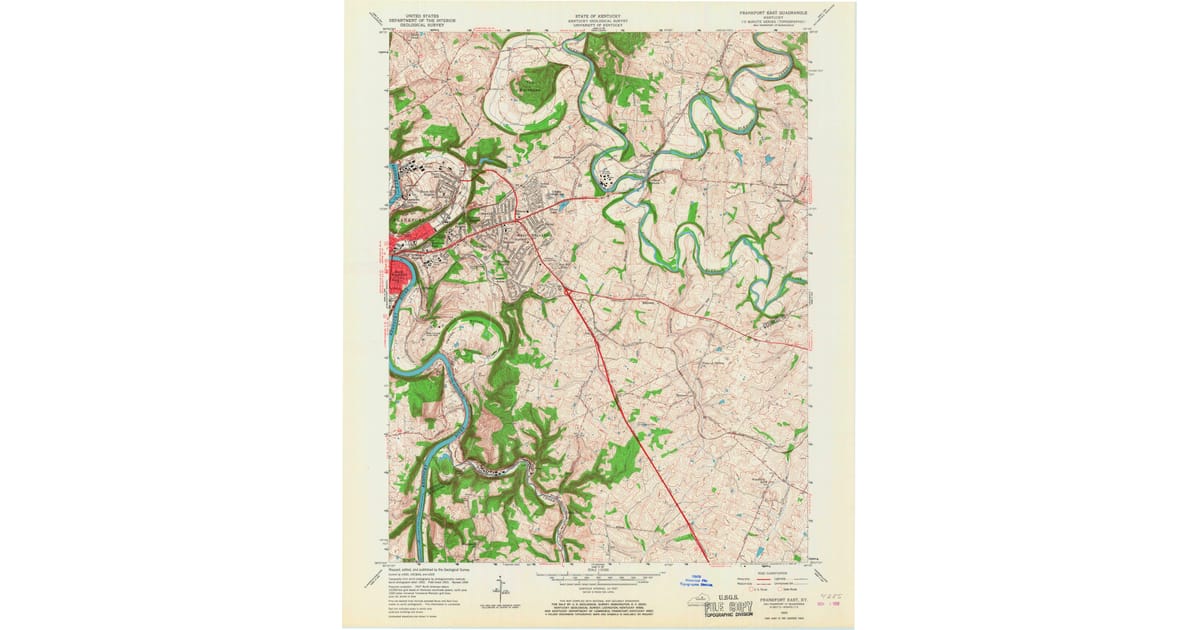 1959 Map of Frankfort East, Franklin County, KY — High-Res, 1968 Print ...